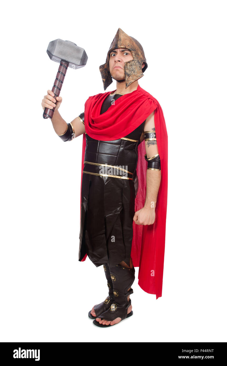 Gladiator with hammer isolated on white Stock Photo - Alamy