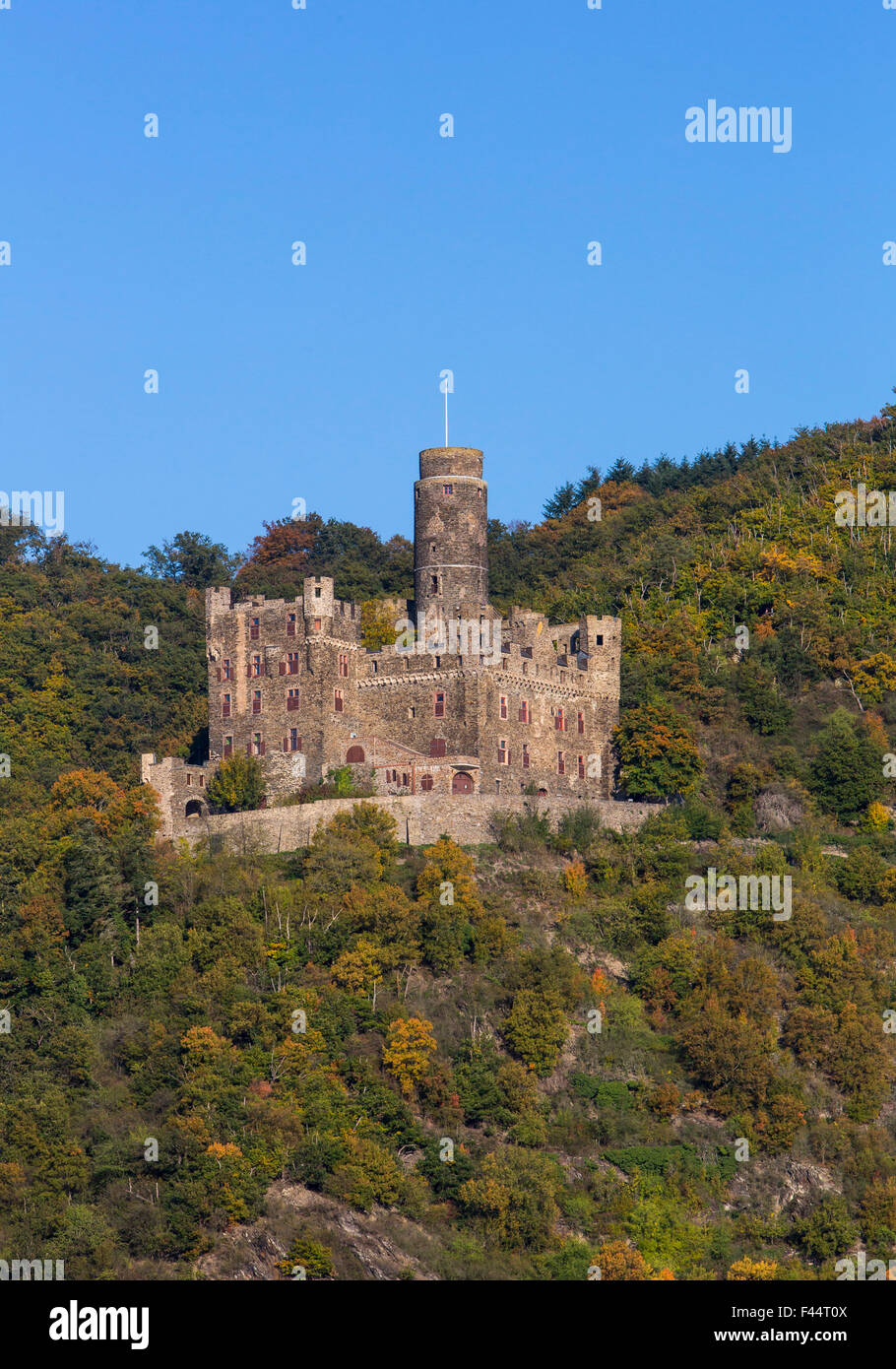 Burg Maus castle, in St. Goarshausen at the Rheingau, Upper Middle ...