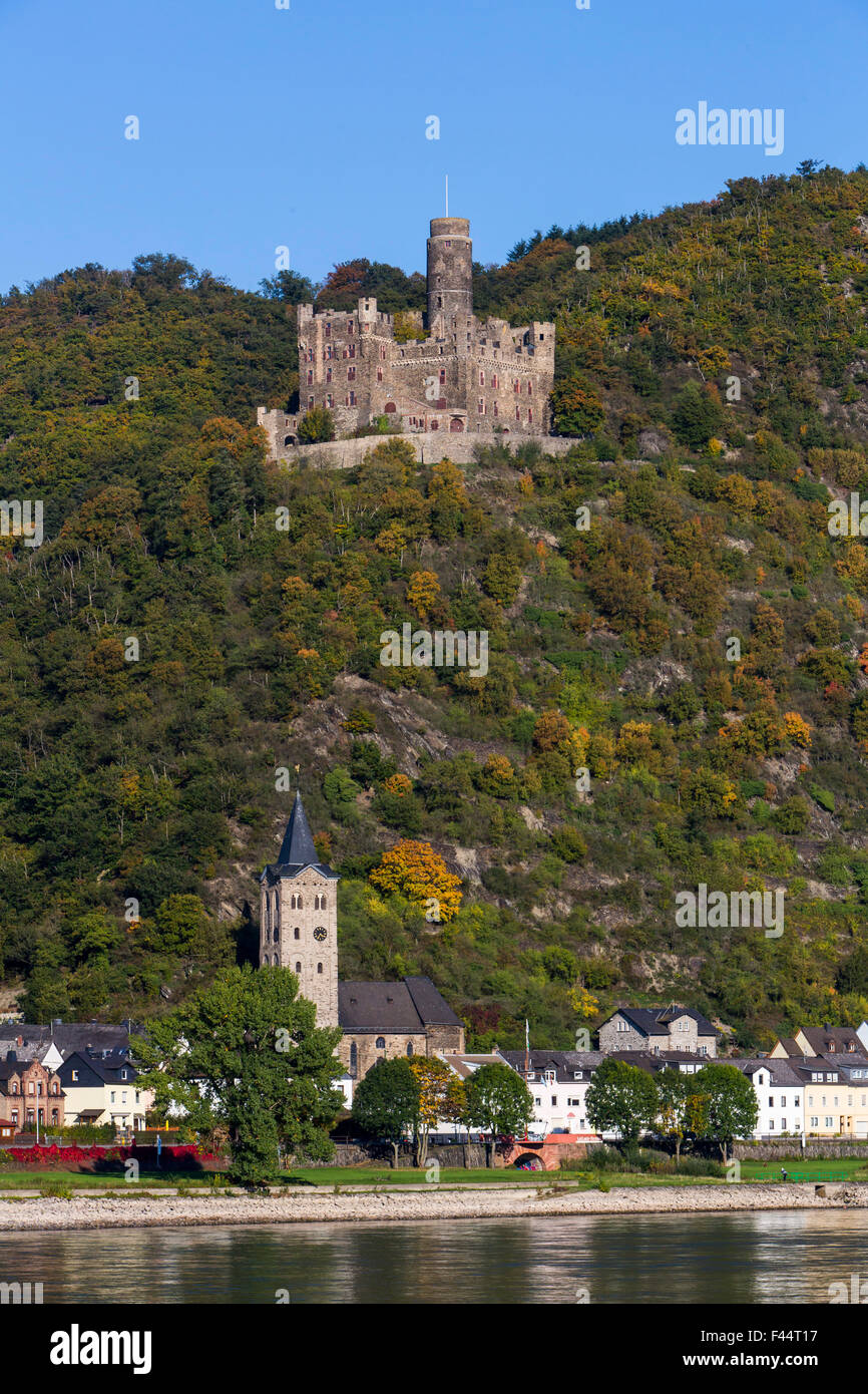 Burg Maus castle, St. Goarshausen at the Rheingau, Upper Middle Rhine ...