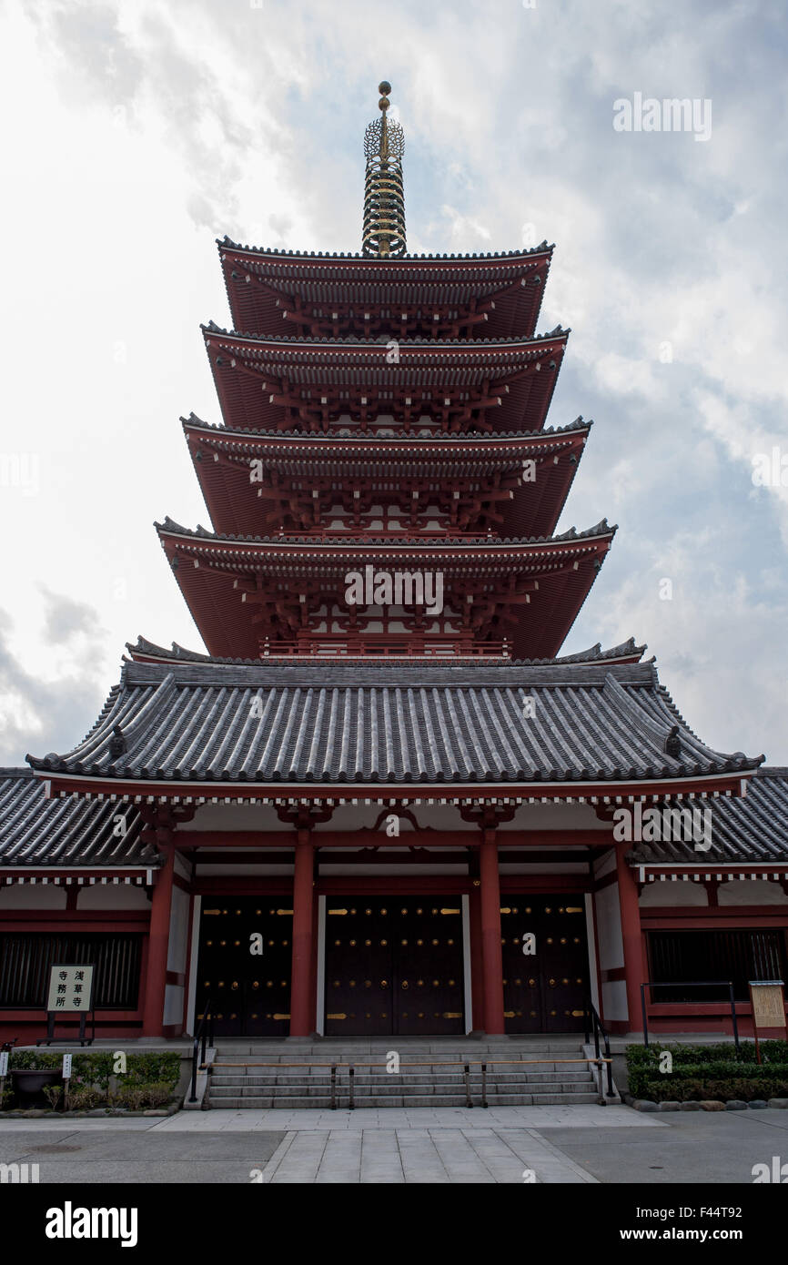 Pagoda red and black tile roof clouds blue sky Stock Photo - Alamy