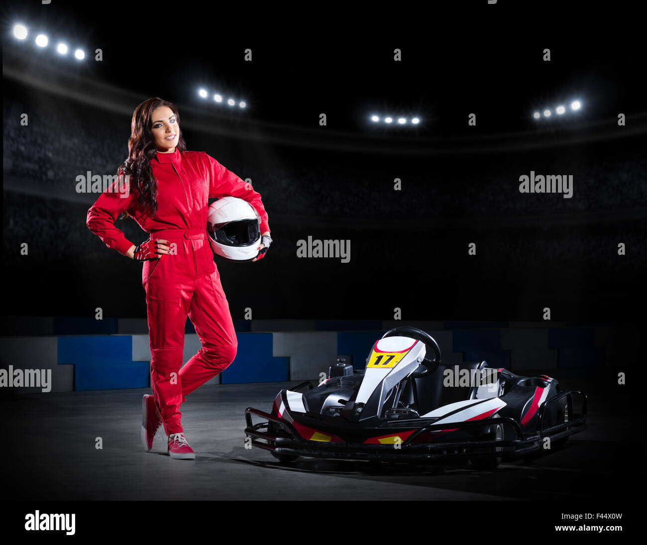 Young girl karting racer at stadium Stock Photo - Alamy