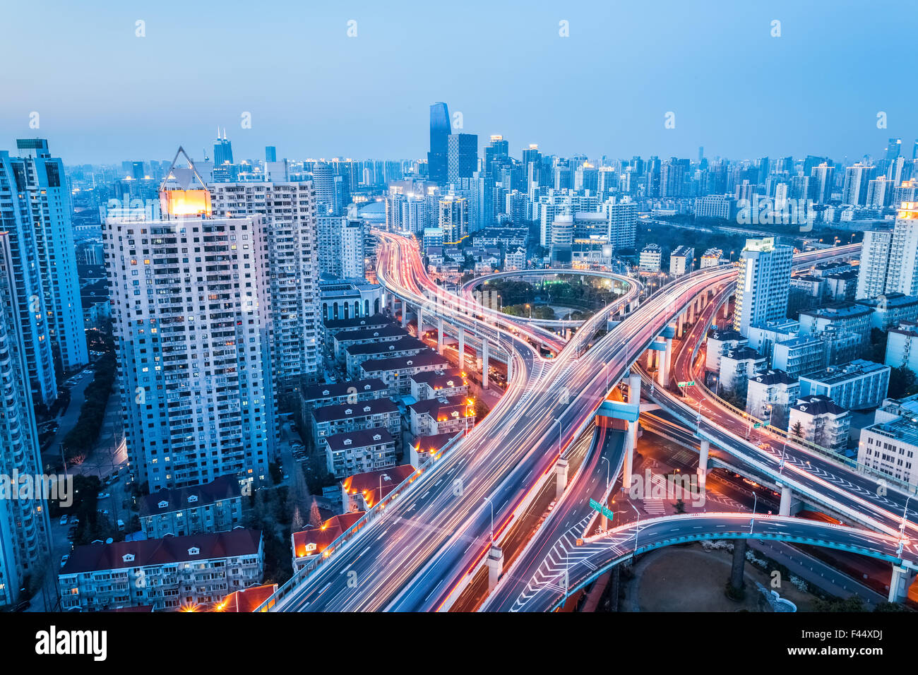 city interchange in nightfall Stock Photo - Alamy