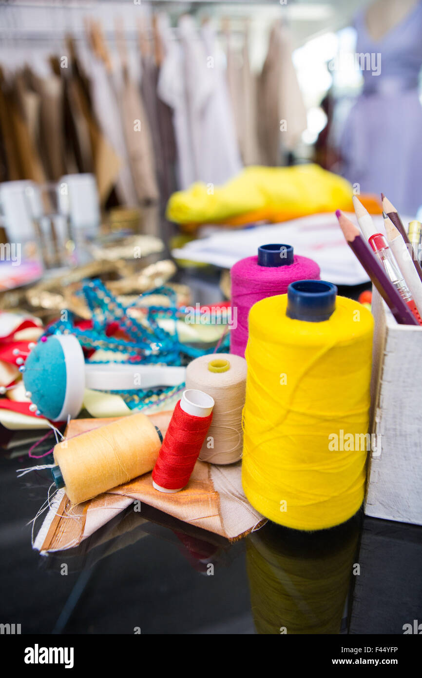 Fashion designers table Stock Photo - Alamy