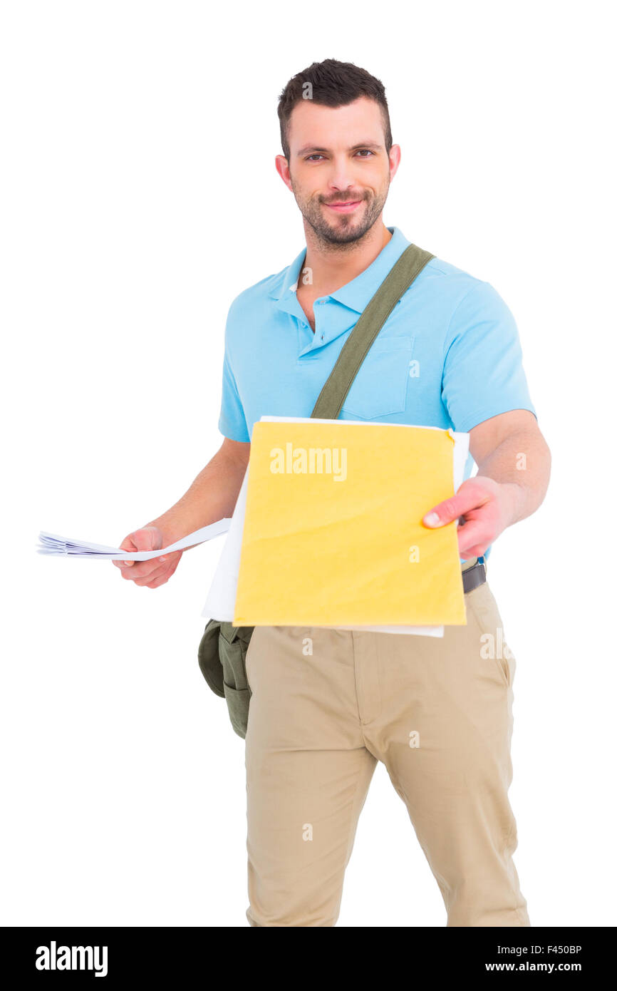 Postman with letter Stock Photo - Alamy