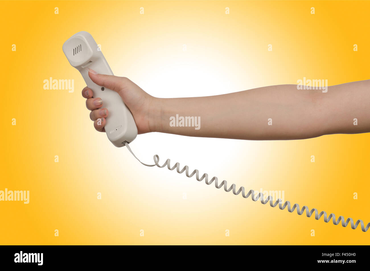 Hand with phone isolated on white Stock Photo - Alamy
