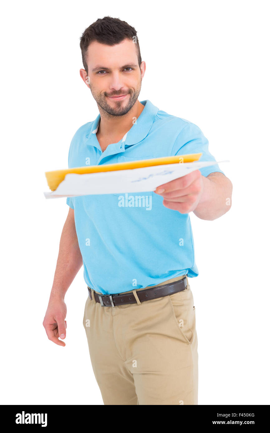 Postman with letter Stock Photo - Alamy