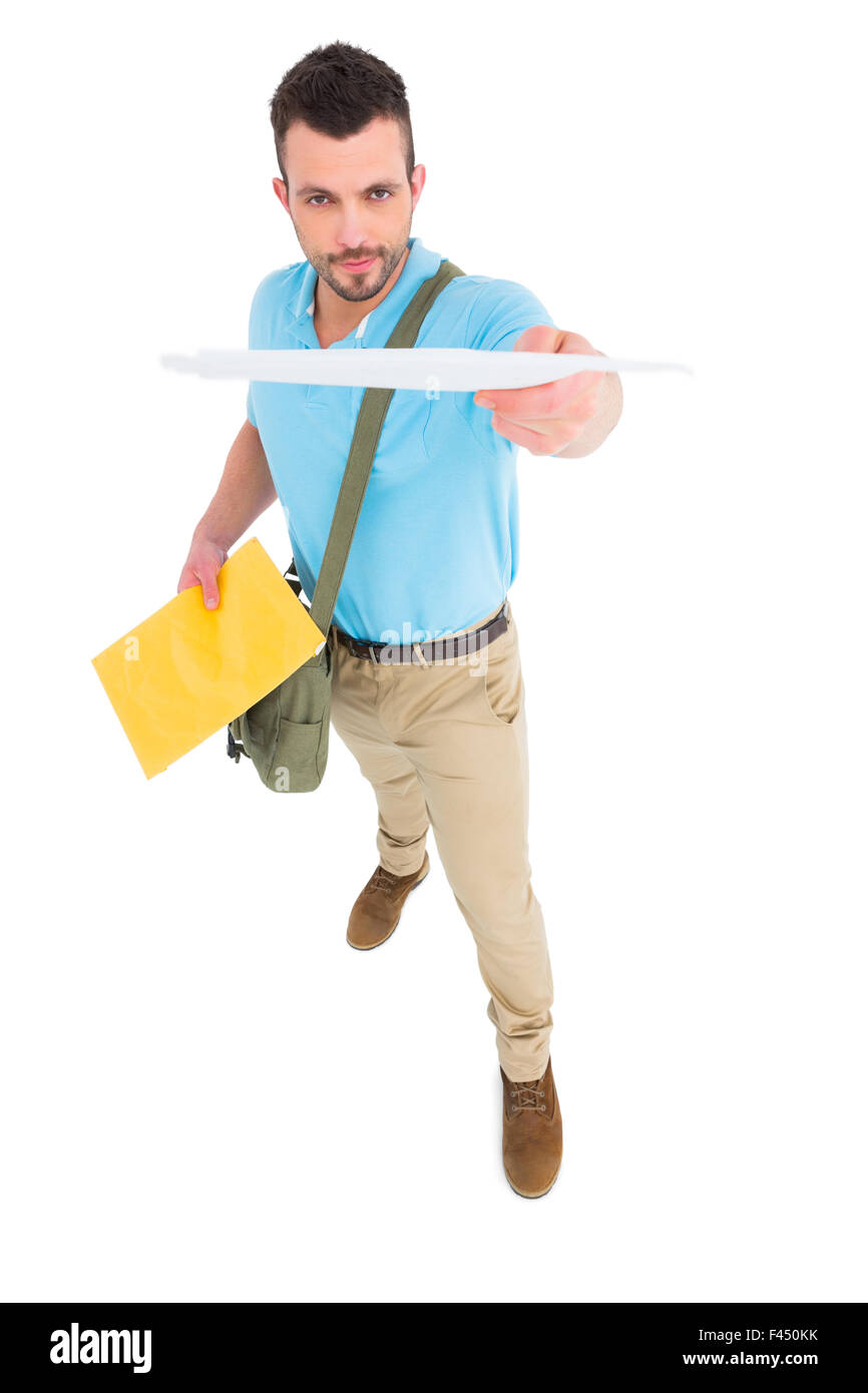 Postman with letter Stock Photo - Alamy