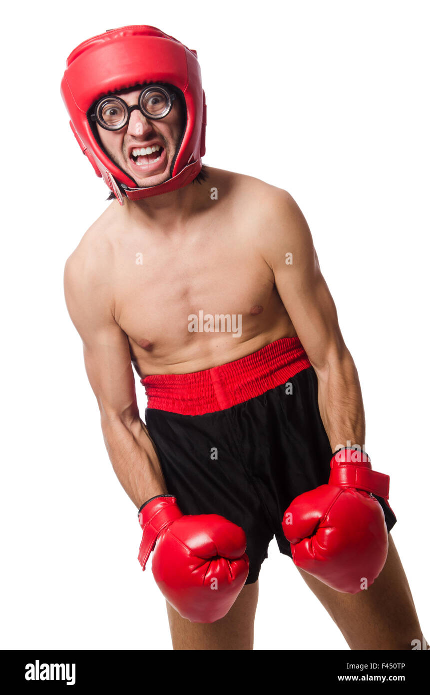 Funny boxer isolated on the white Stock Photo - Alamy