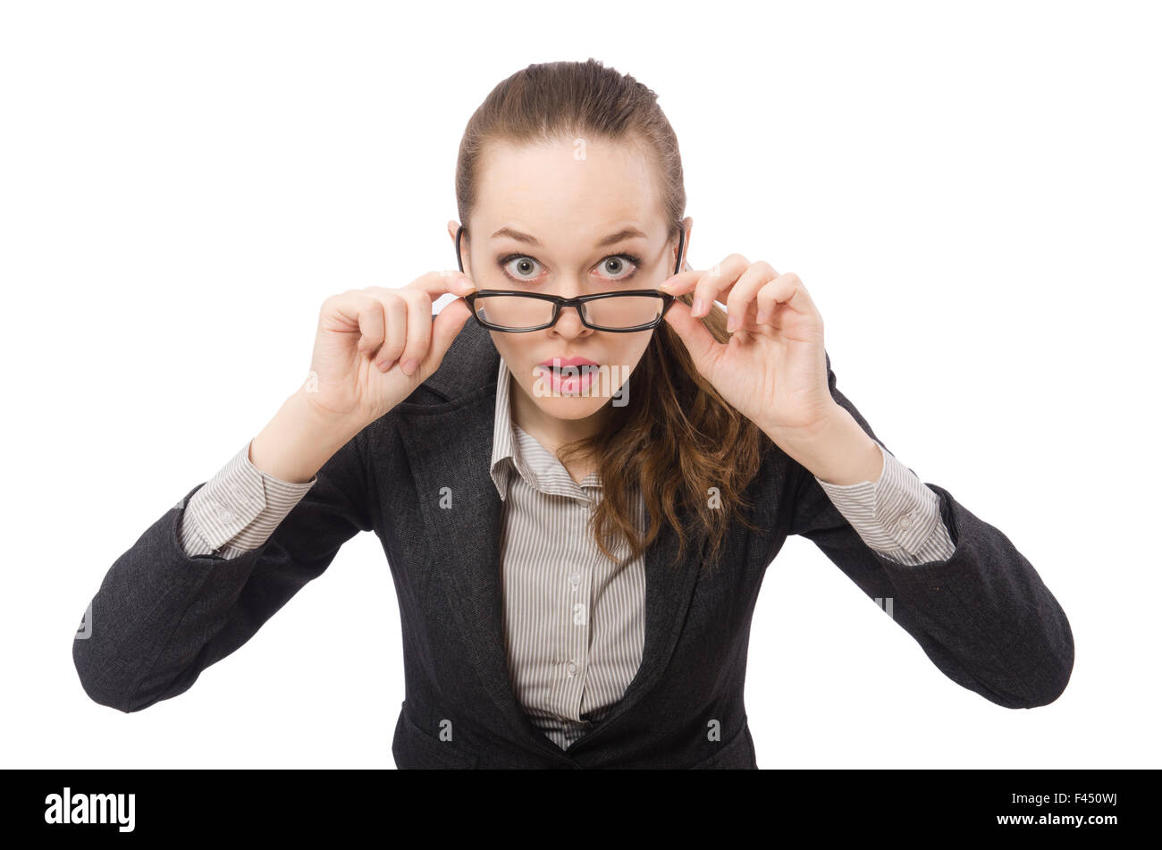 Working lady isolated on white Stock Photo - Alamy