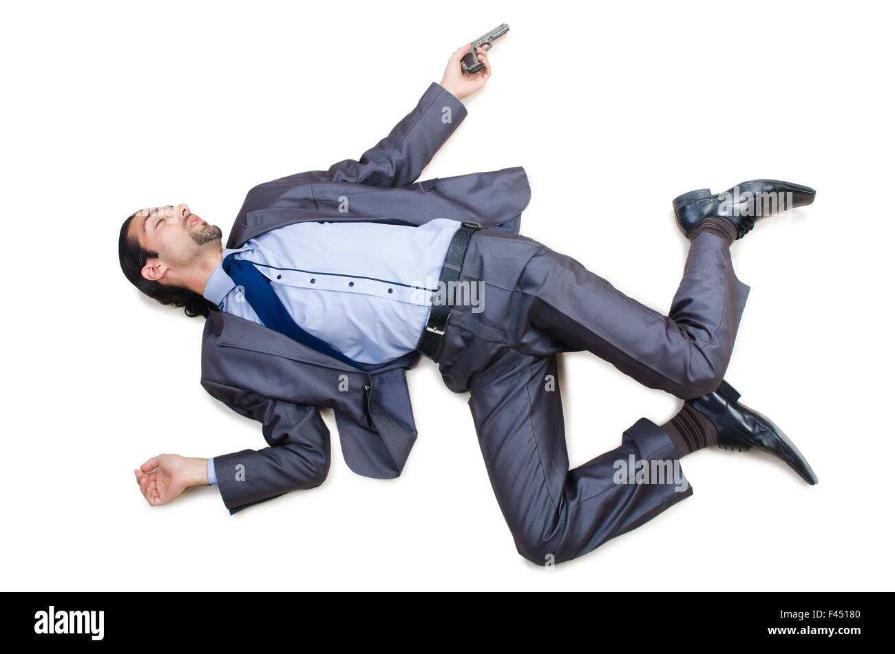 Man lying dead on floor Cut Out Stock Images & Pictures - Alamy