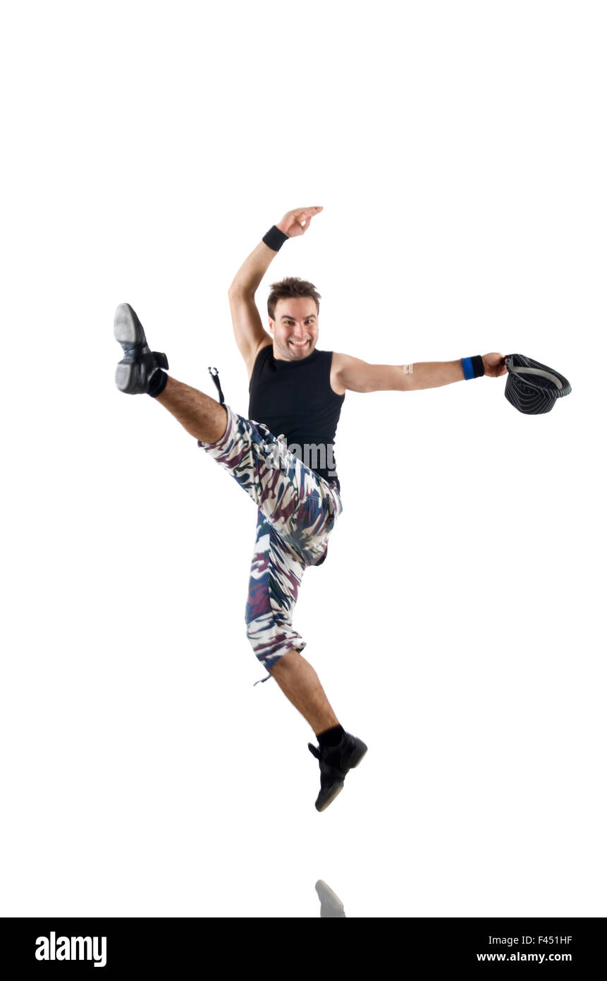 Man dancing dances isolated on white Stock Photo - Alamy