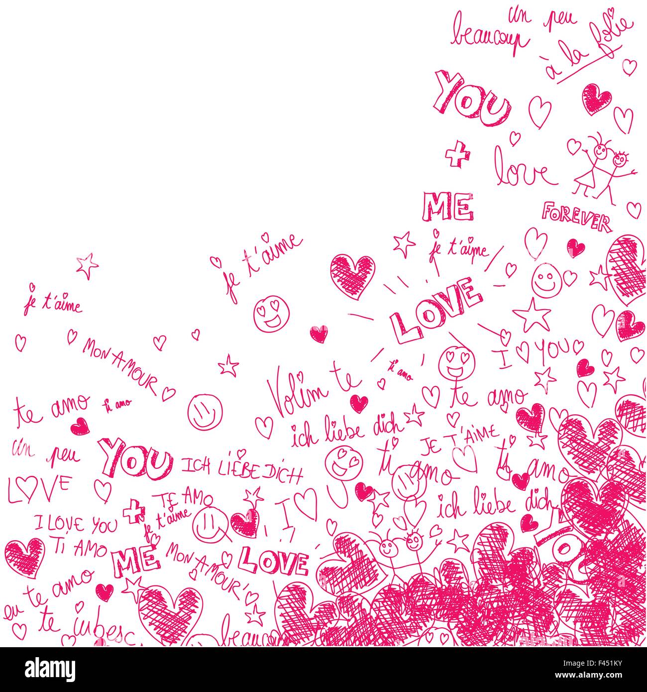 Love background with hand made doodles Stock Vector Image & Art - Alamy