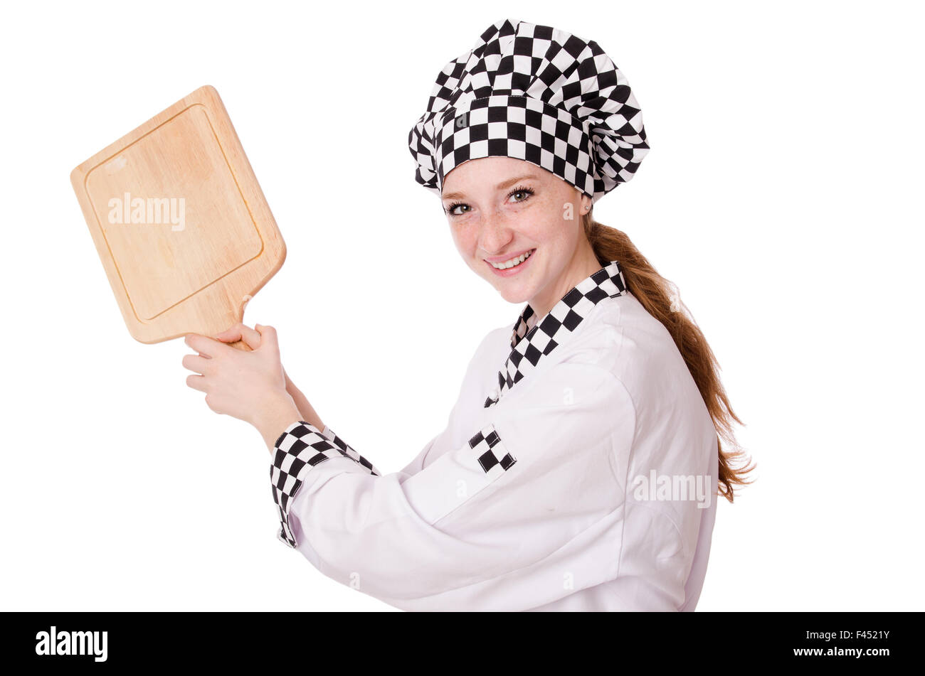Female chef isolated on white Stock Photo - Alamy