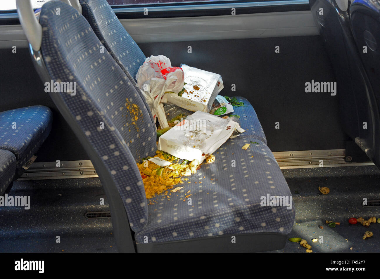 London, UK, 13 June 2014 rubbish vandalism on bus Stock Photo - Alamy