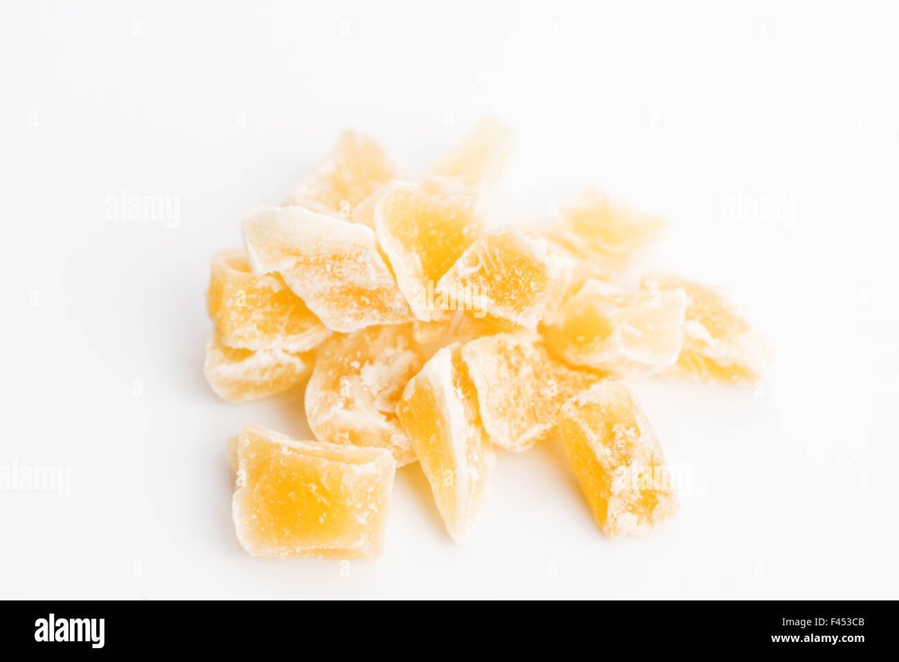 Caramelized ginger candy pieces isolated on white background Stock ...