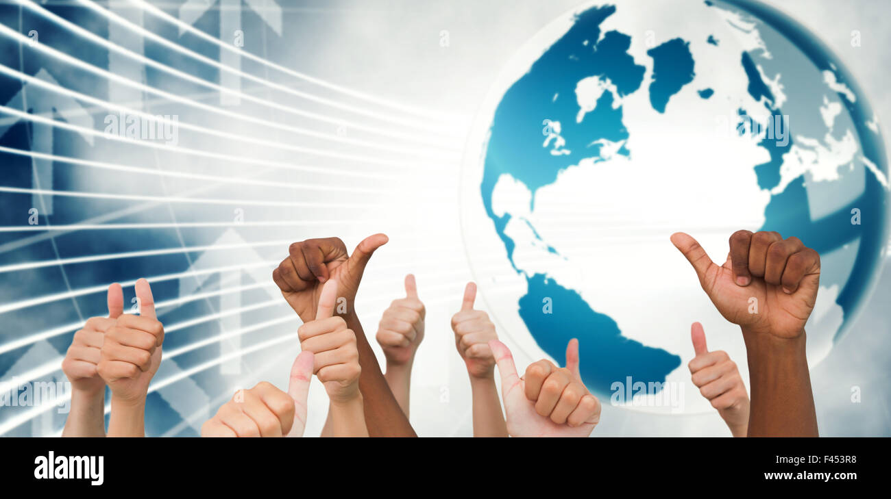 Composite image of hands giving thumbs up Stock Photo - Alamy