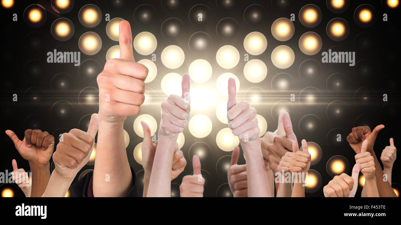 Composite image of hands showing thumbs up Stock Photo - Alamy