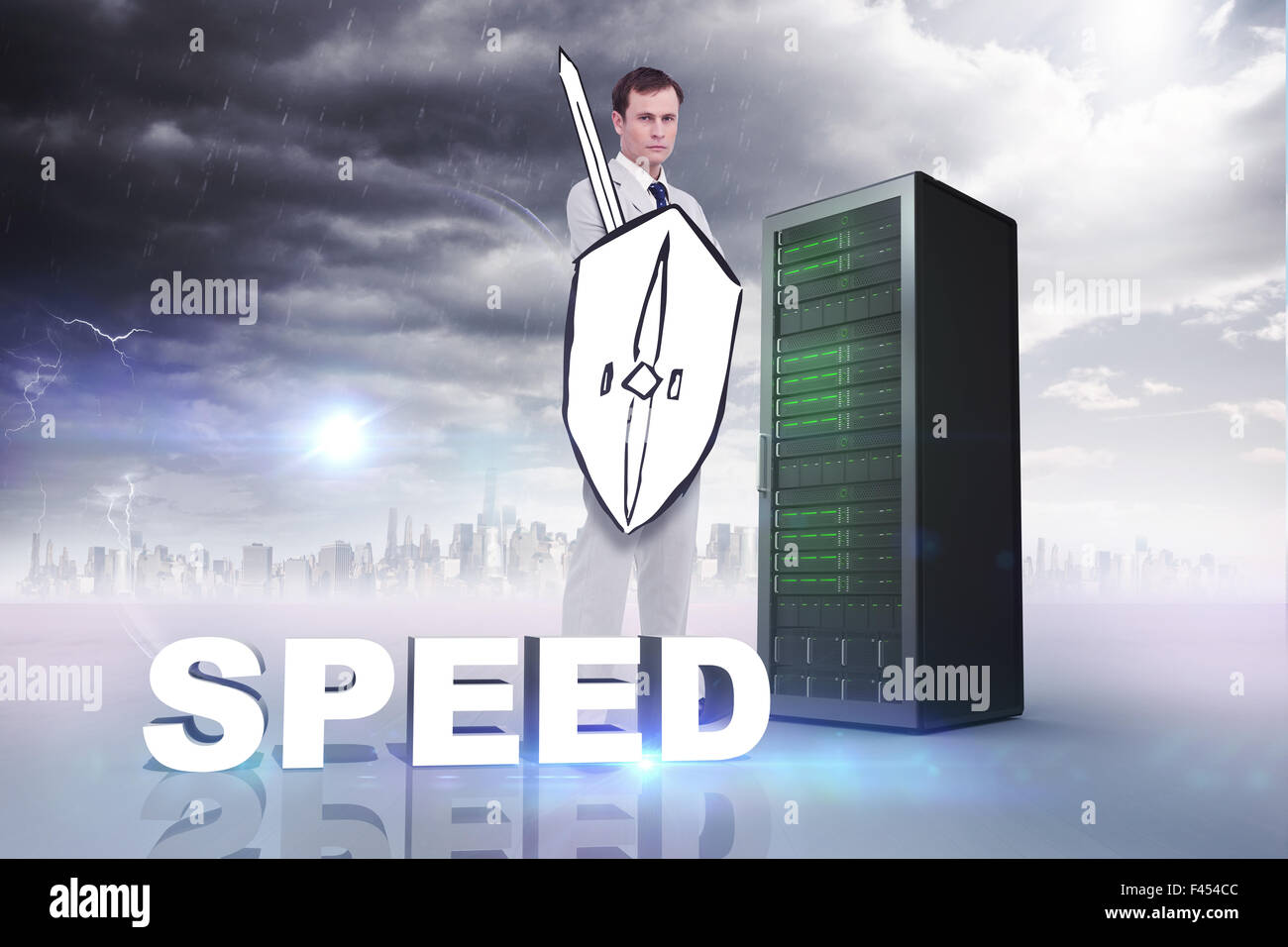 Composite image of corporate warrior Stock Photo - Alamy