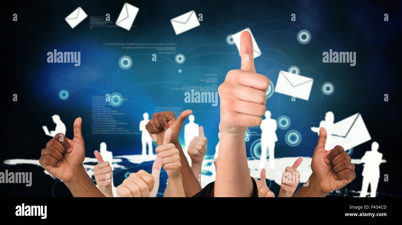 Composite image of hands showing thumbs up Stock Photo - Alamy
