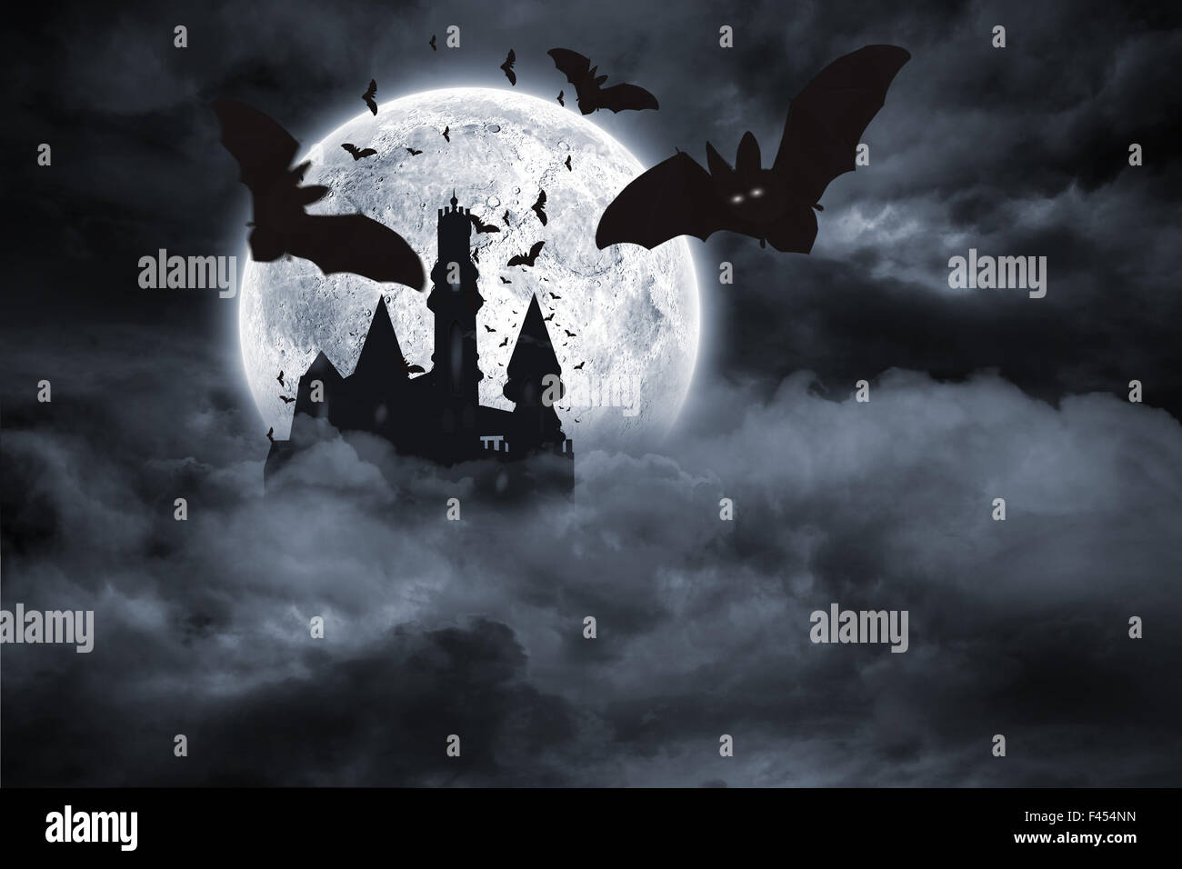 Bats flying from draculas castle Stock Photo - Alamy