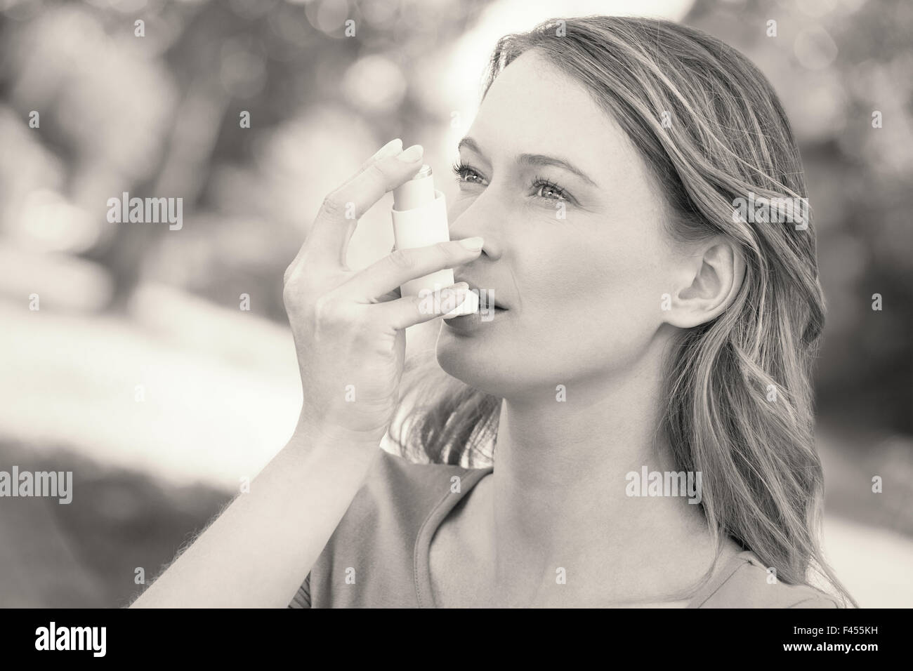 Adult woman inhaler face hi-res stock photography and images - Alamy