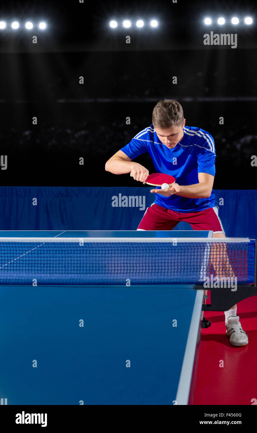 Table tennis player at sports hall Stock Photo - Alamy
