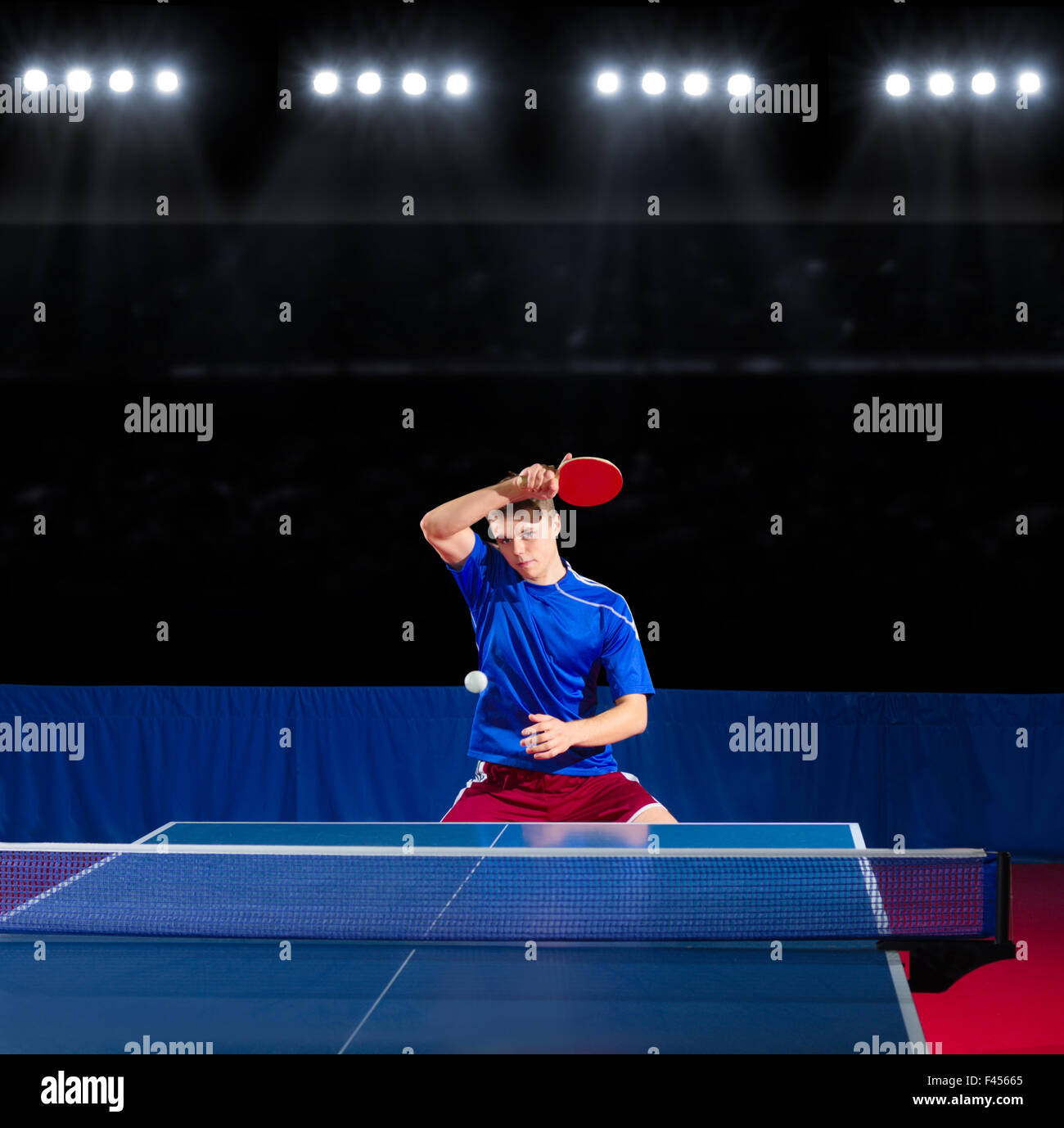 Table tennis player at sports hall Stock Photo - Alamy