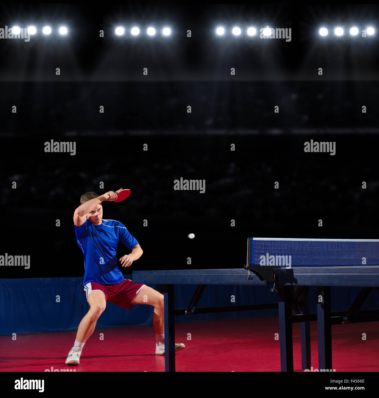 Table tennis player at sports hall Stock Photo - Alamy