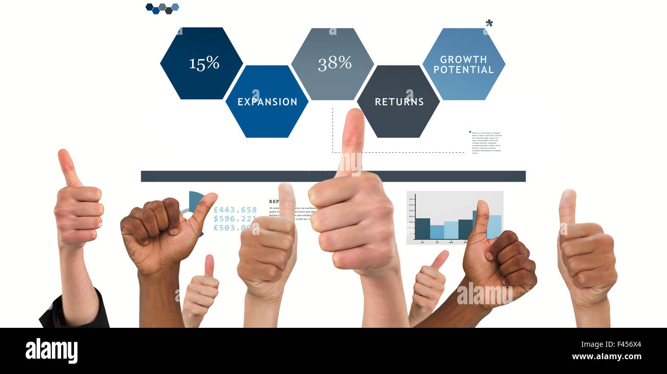 Composite image of hands showing thumbs up Stock Photo - Alamy