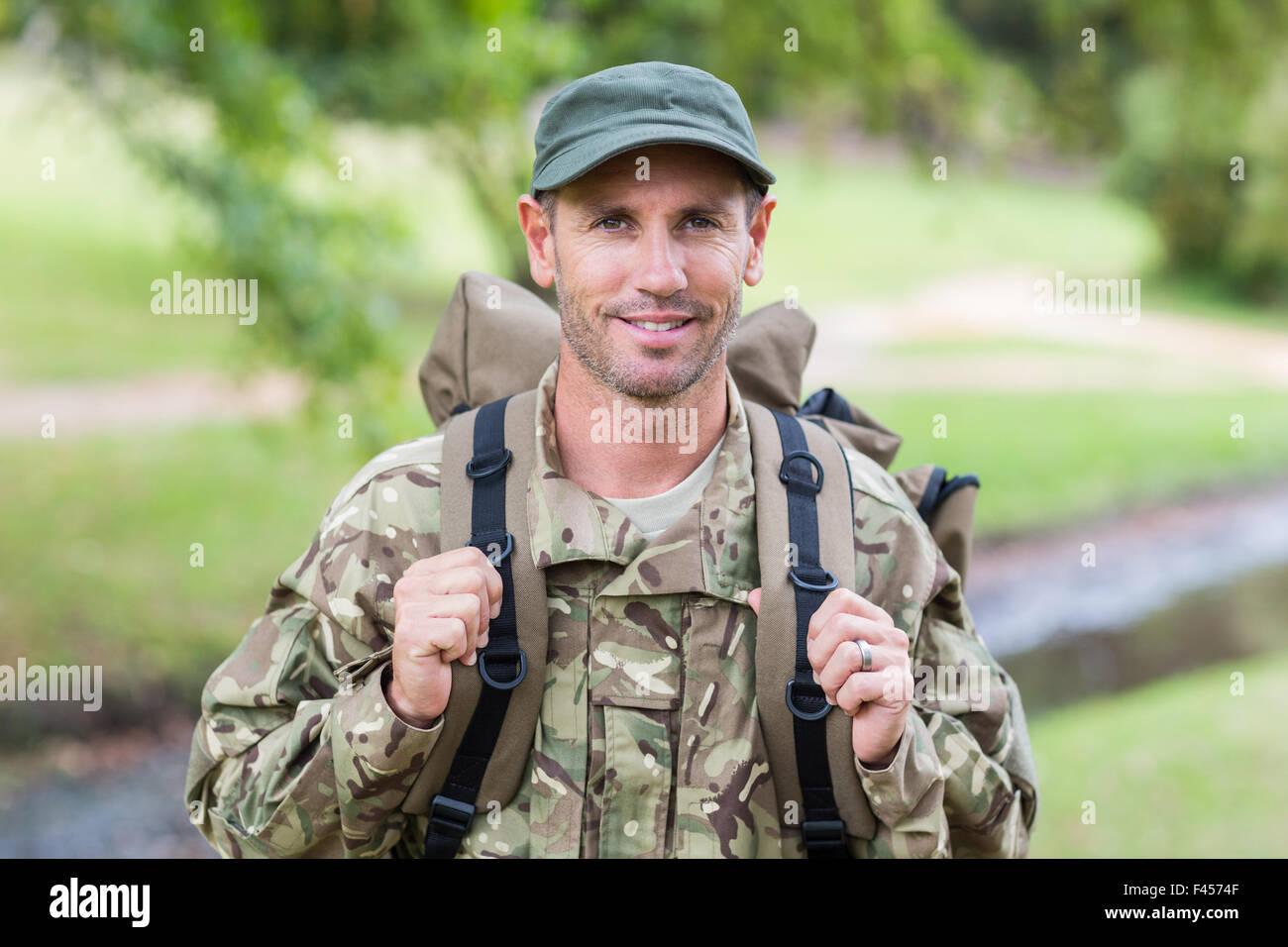Soldier looking at camera Stock Photo - Alamy