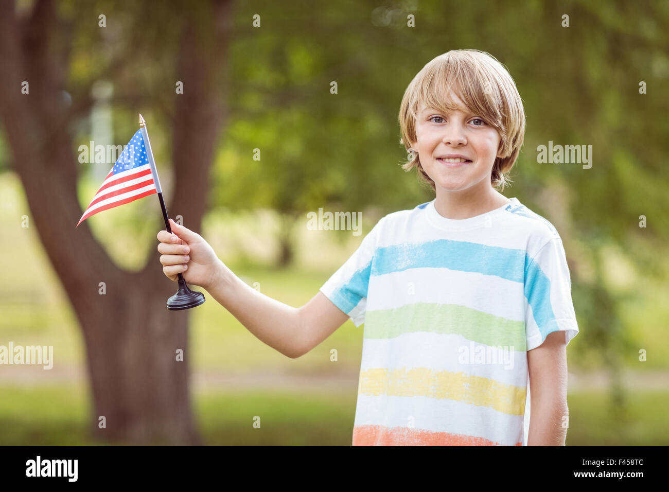 Young boy holding an american flag Stock Photo - Alamy