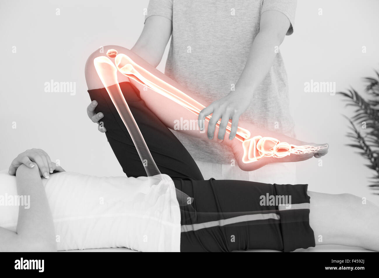 Highlighted bones of woman at physiotherapist Stock Photo - Alamy