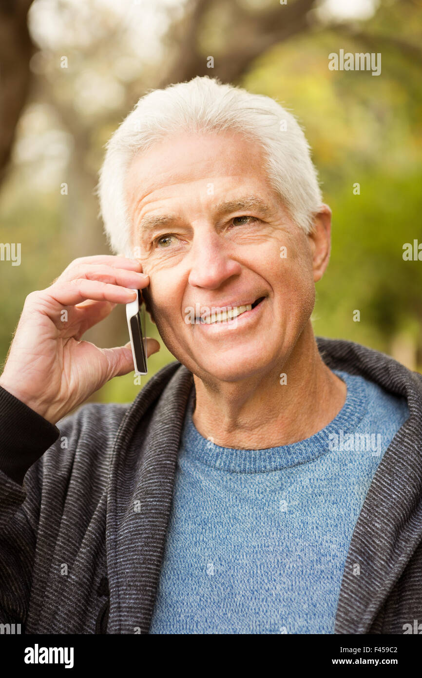 Happy senior man calling on hi-res stock photography and images - Alamy