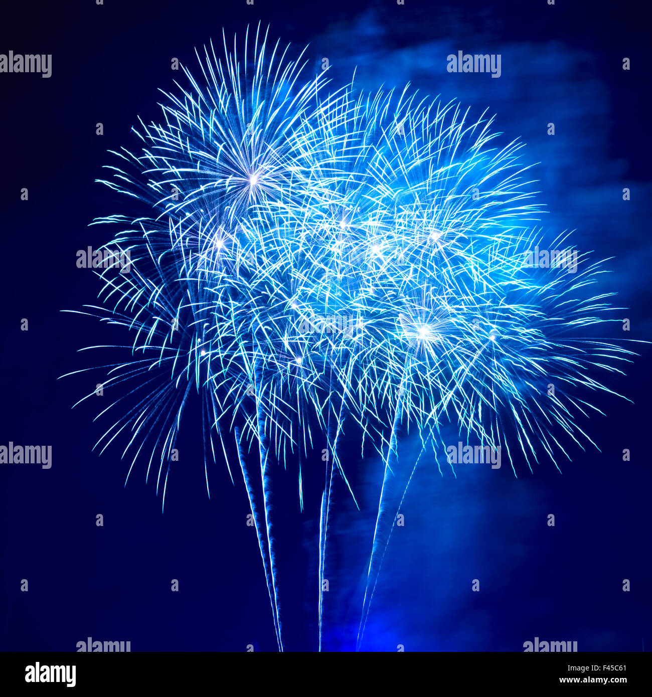 Blue colorful fireworks Stock Photo - Alamy