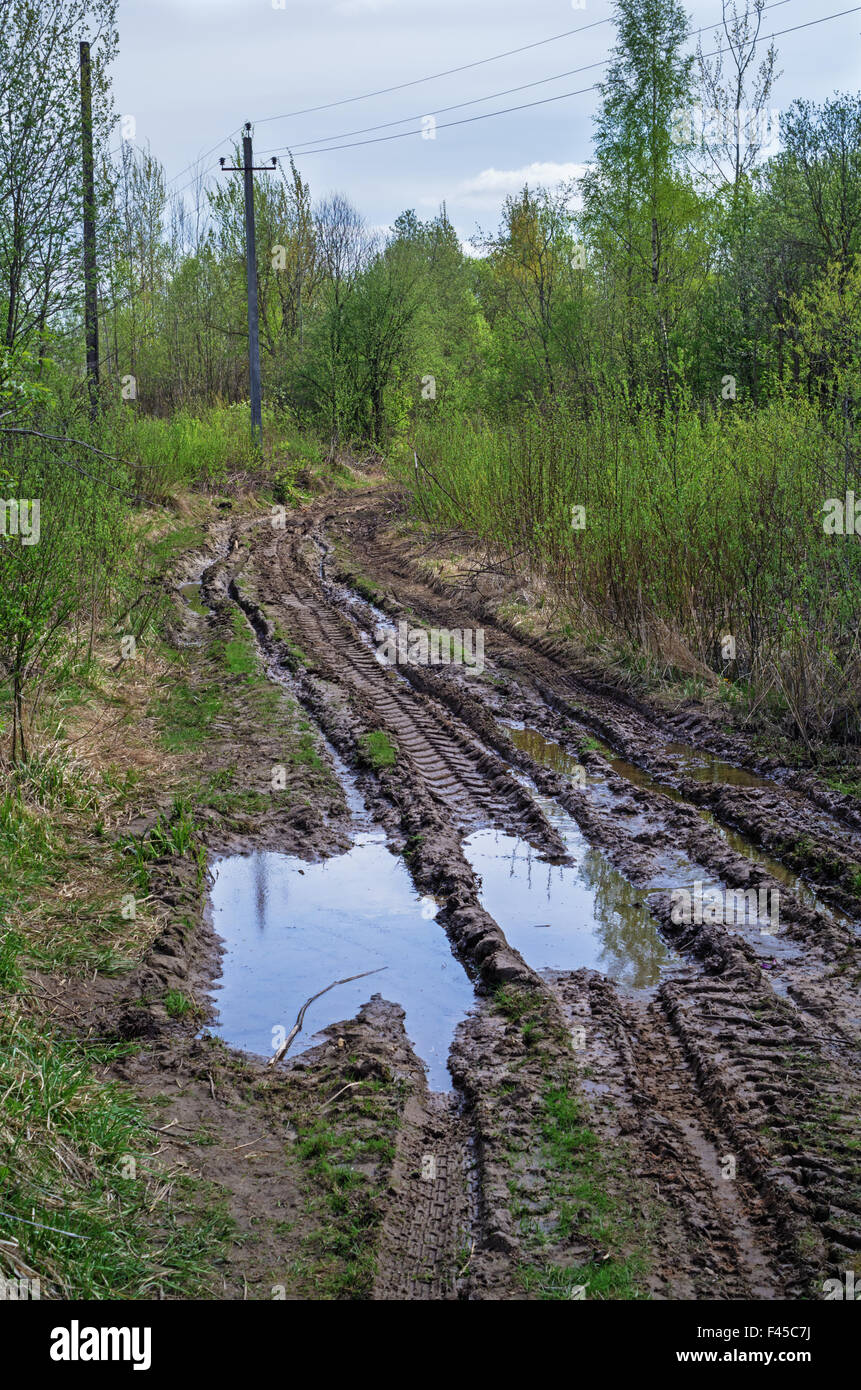 Spring dirty road Stock Photo - Alamy