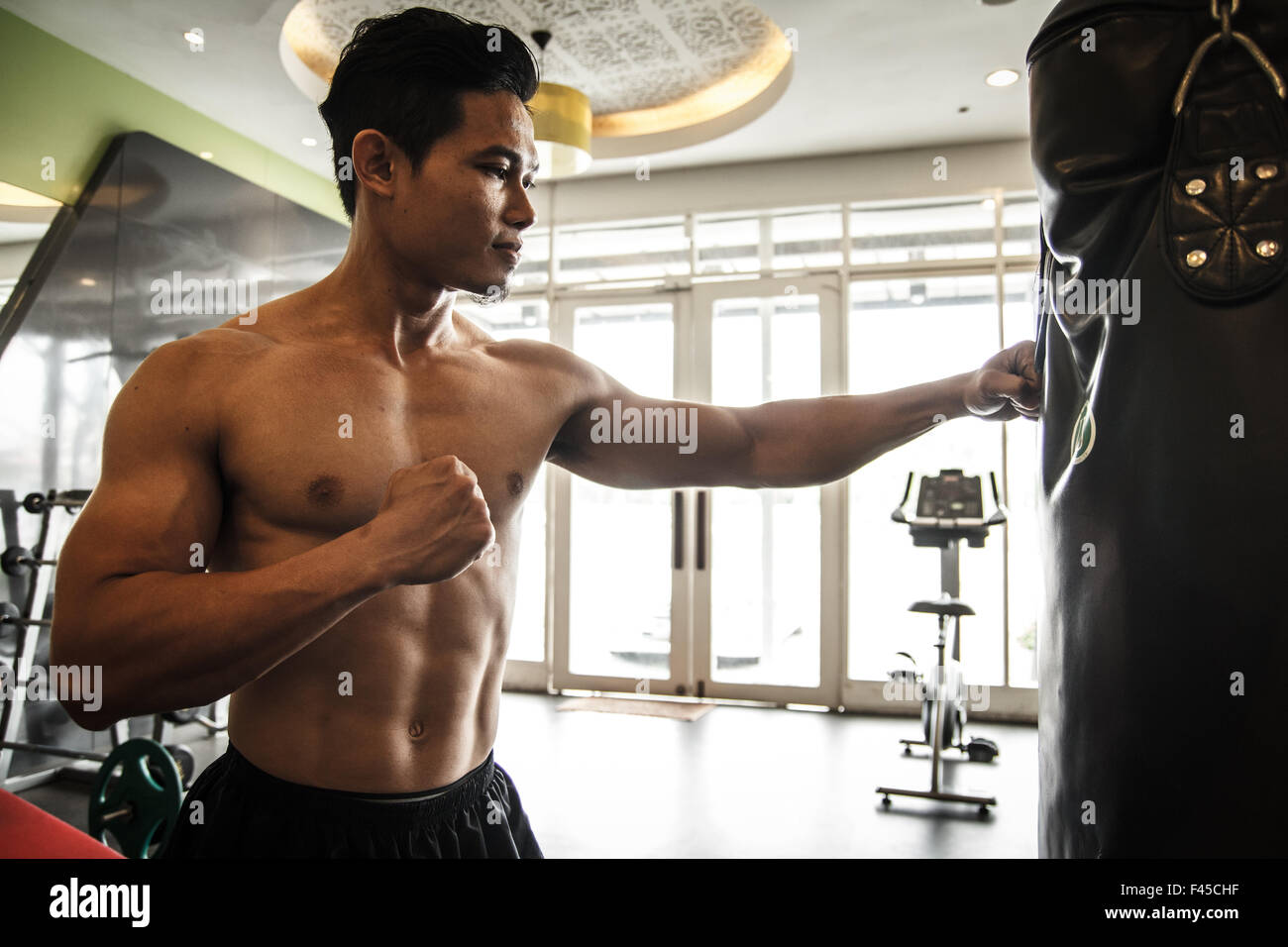 Man performs exercise - Boxing Stock Photo - Alamy