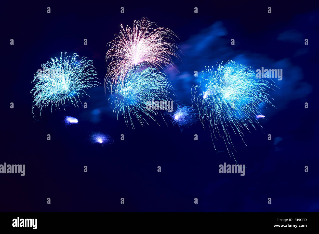 Blue colorful fireworks Stock Photo - Alamy