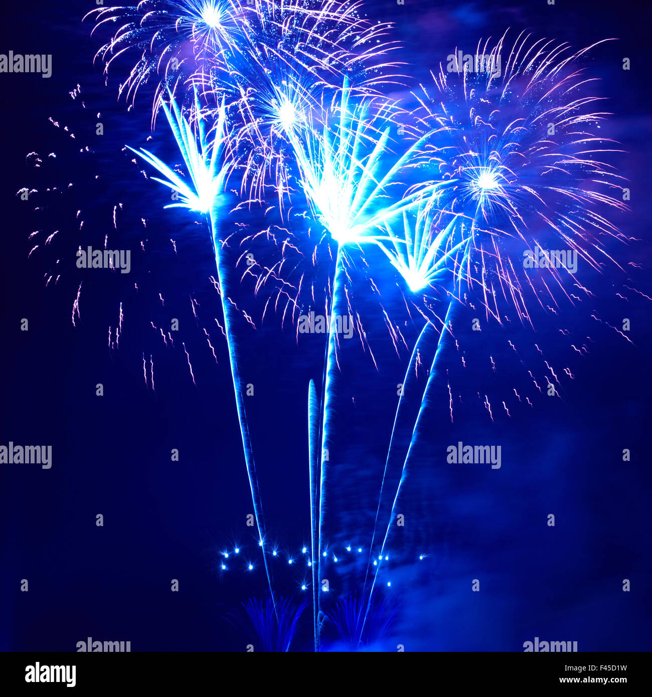 Blue colorful fireworks Stock Photo - Alamy