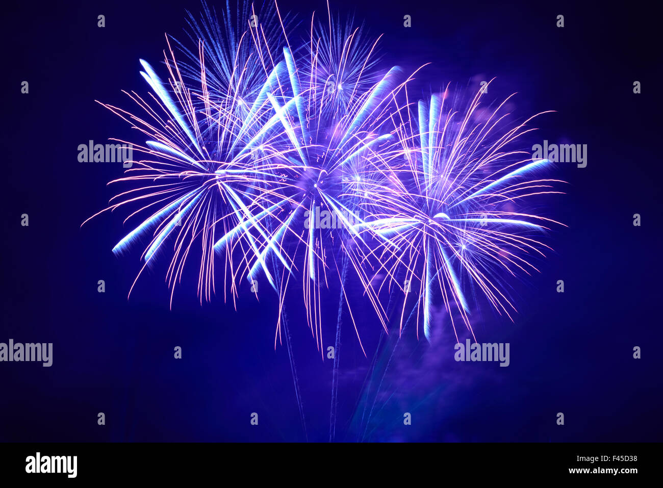 Blue colorful fireworks Stock Photo - Alamy
