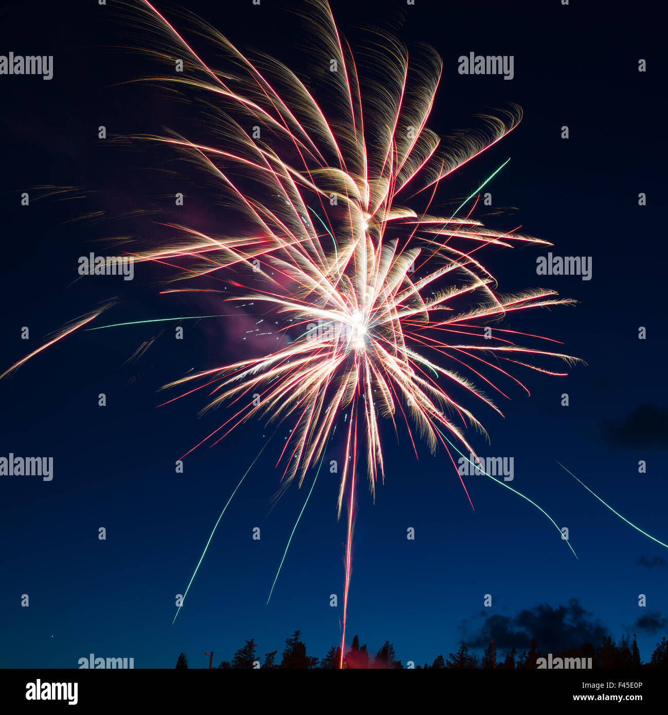 Blue colorful fireworks Stock Photo - Alamy