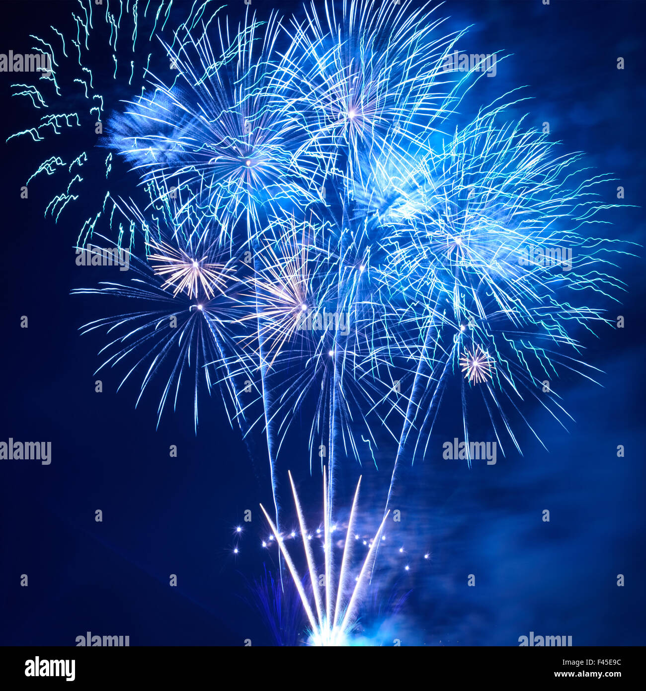 Blue colorful fireworks Stock Photo - Alamy