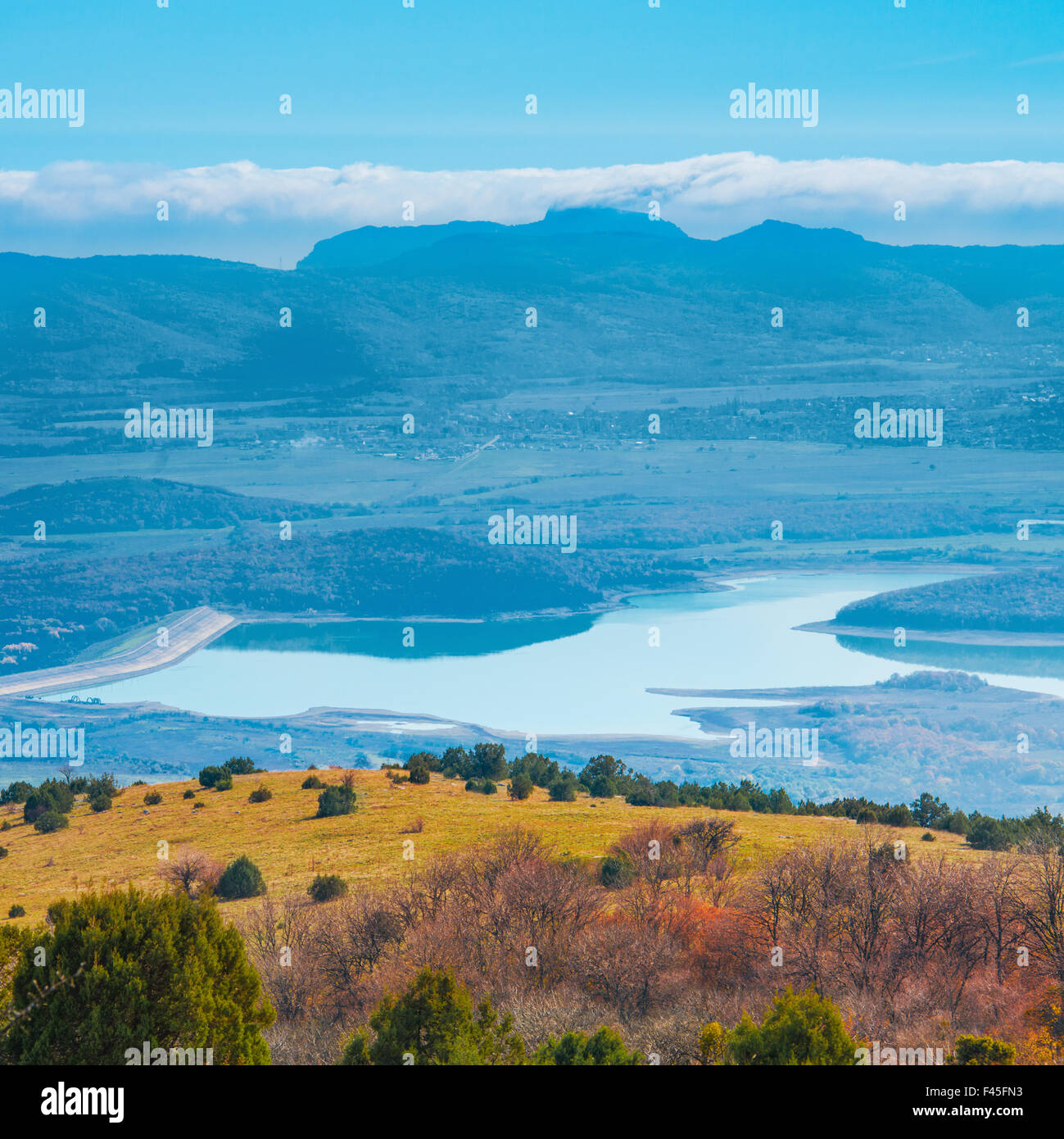 Blue mountains during sunset Stock Photo - Alamy