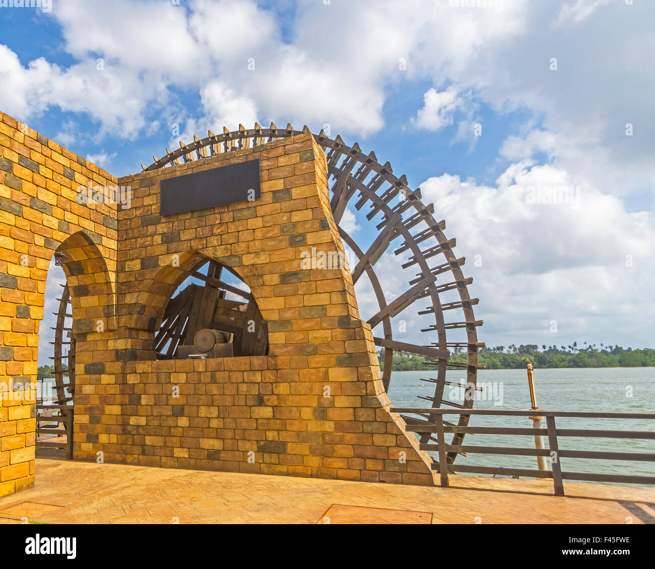 wall water wheel with blue skies Stock Photo - Alamy