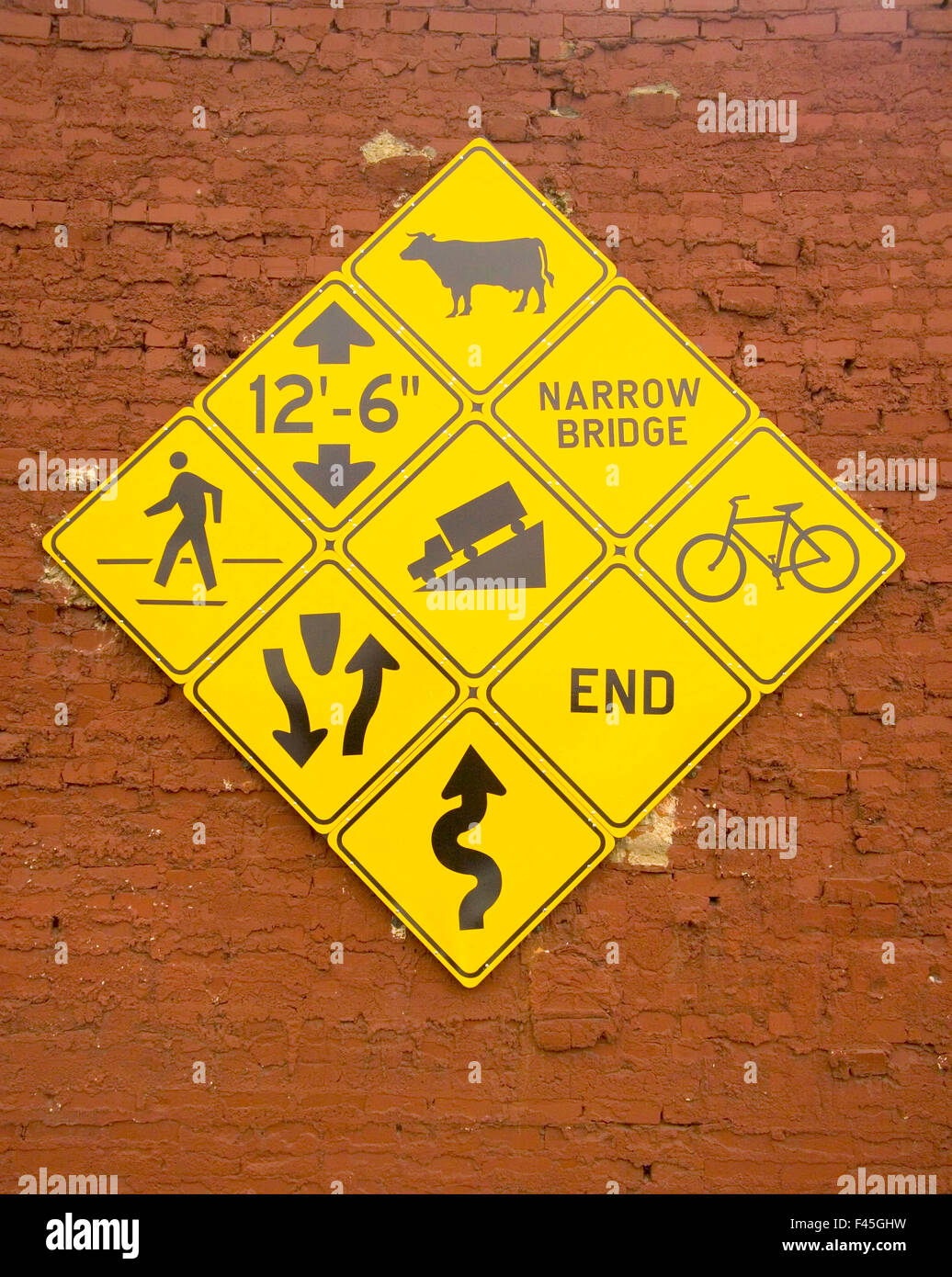 A selection of iconic triangular road warning signs are displayed on ...