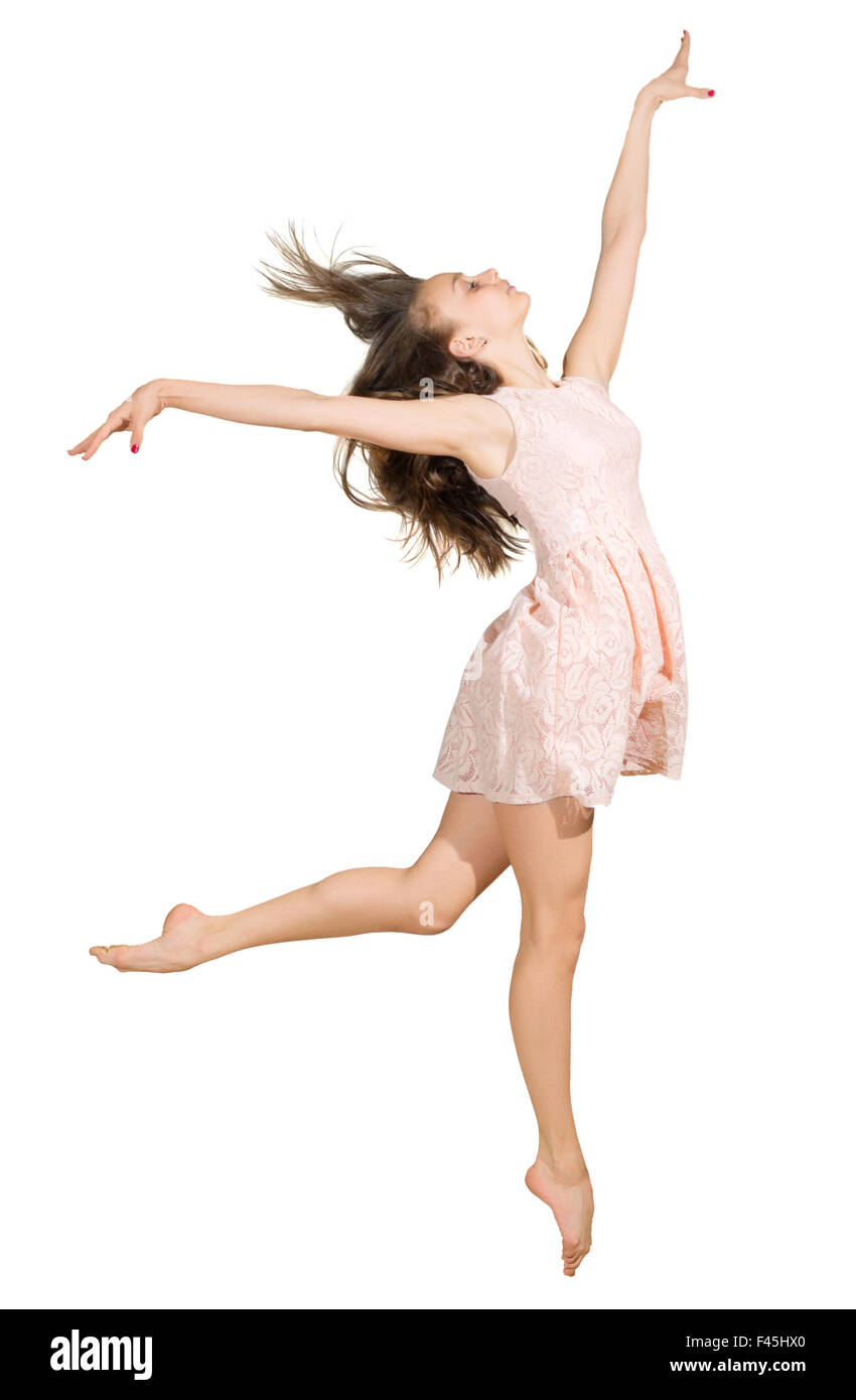 Young dancing girl isolated on white Stock Photo - Alamy