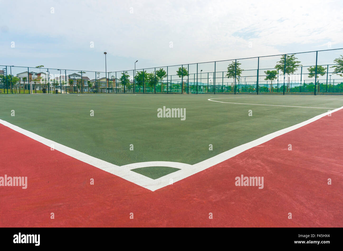 Corner edge line inside futsal court Stock Photo - Alamy