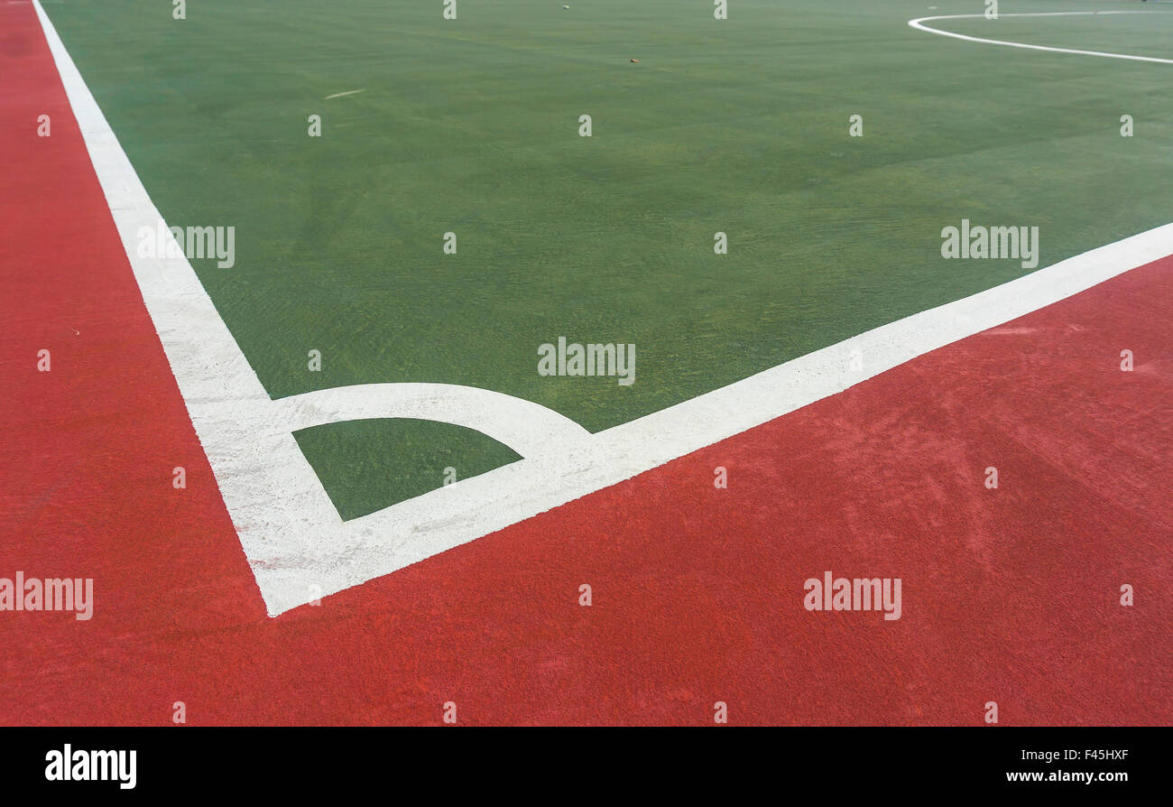 Corner edge line inside futsal court Stock Photo - Alamy