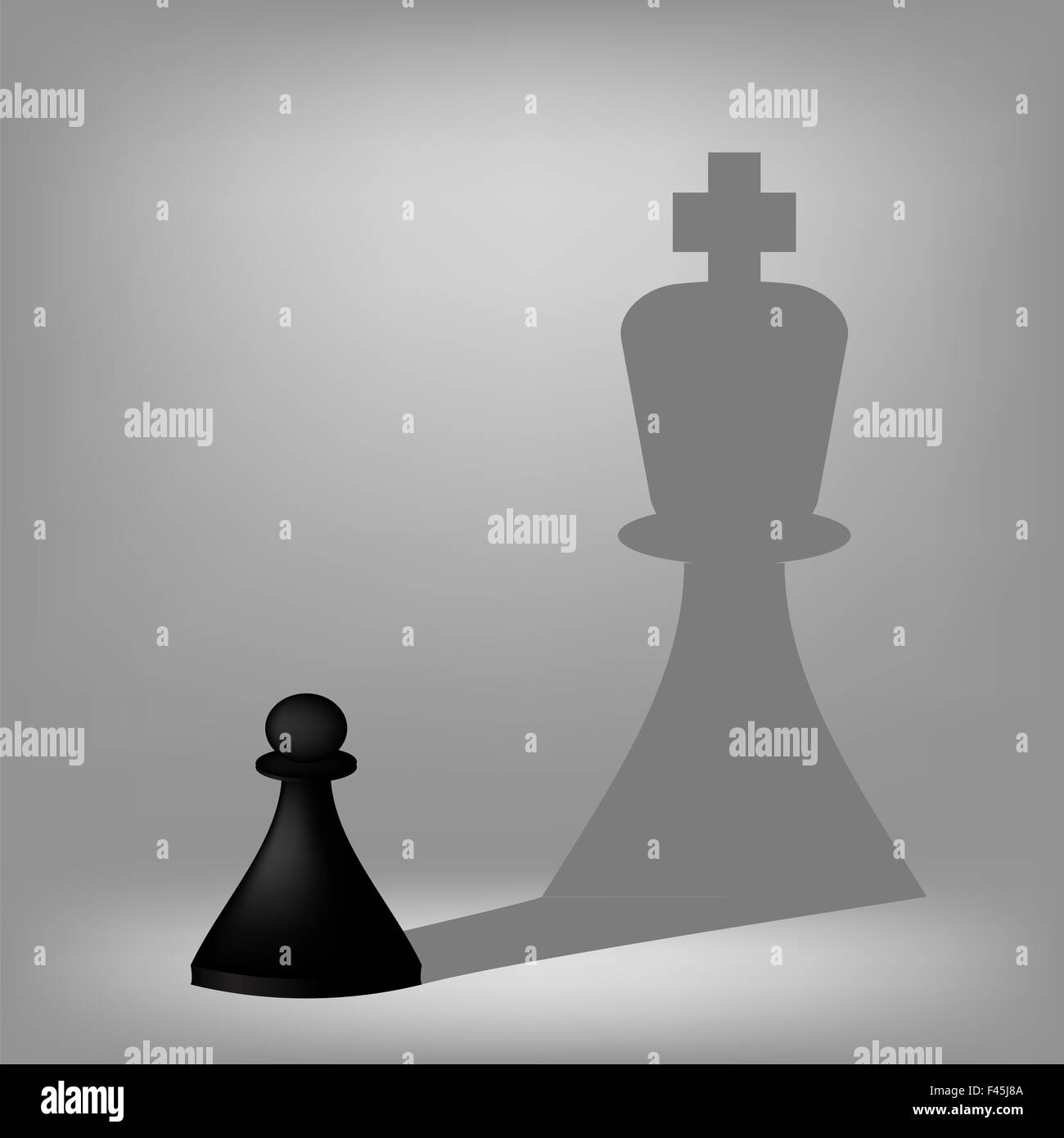Black Pawn with King Shadow Stock Photo - Alamy
