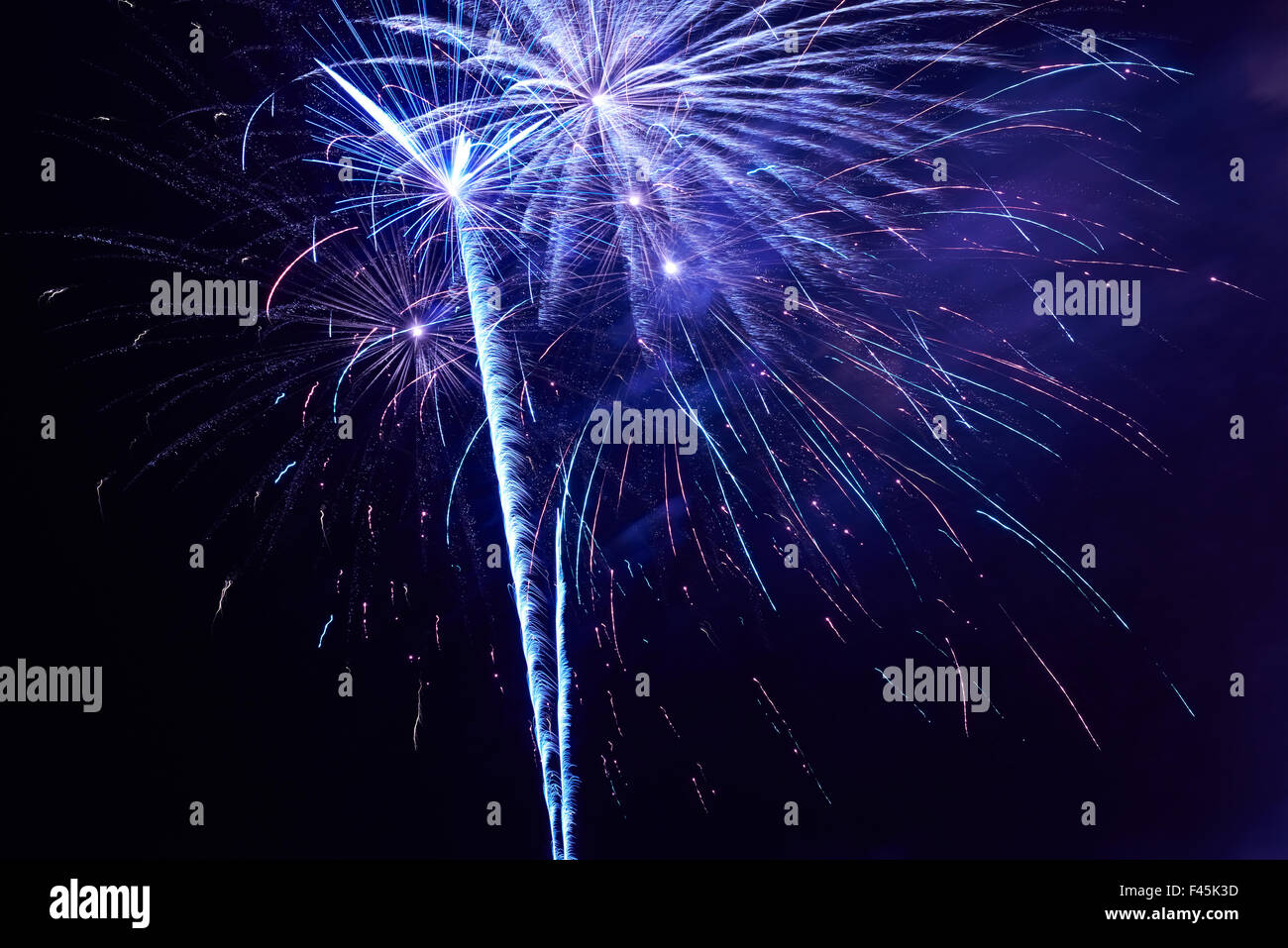 Blue colorful fireworks Stock Photo - Alamy