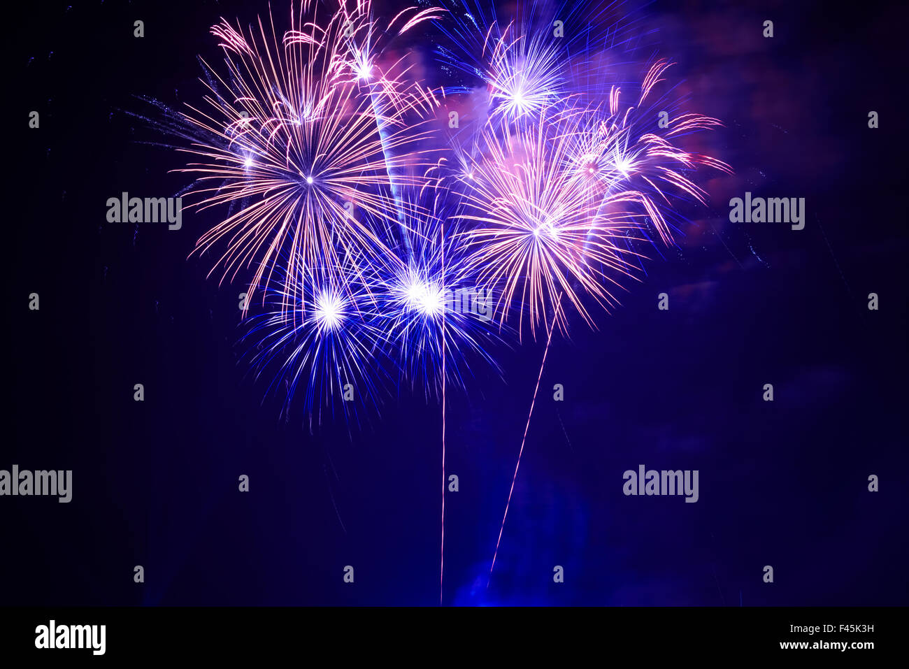Blue colorful fireworks Stock Photo - Alamy